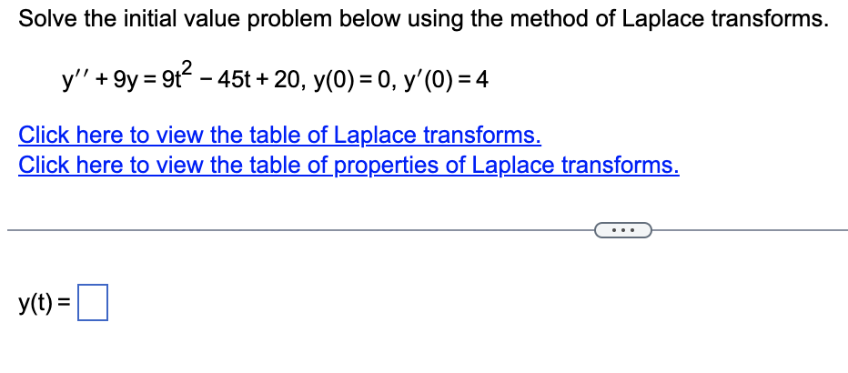 Solved Solve the initial value problem below using the | Chegg.com