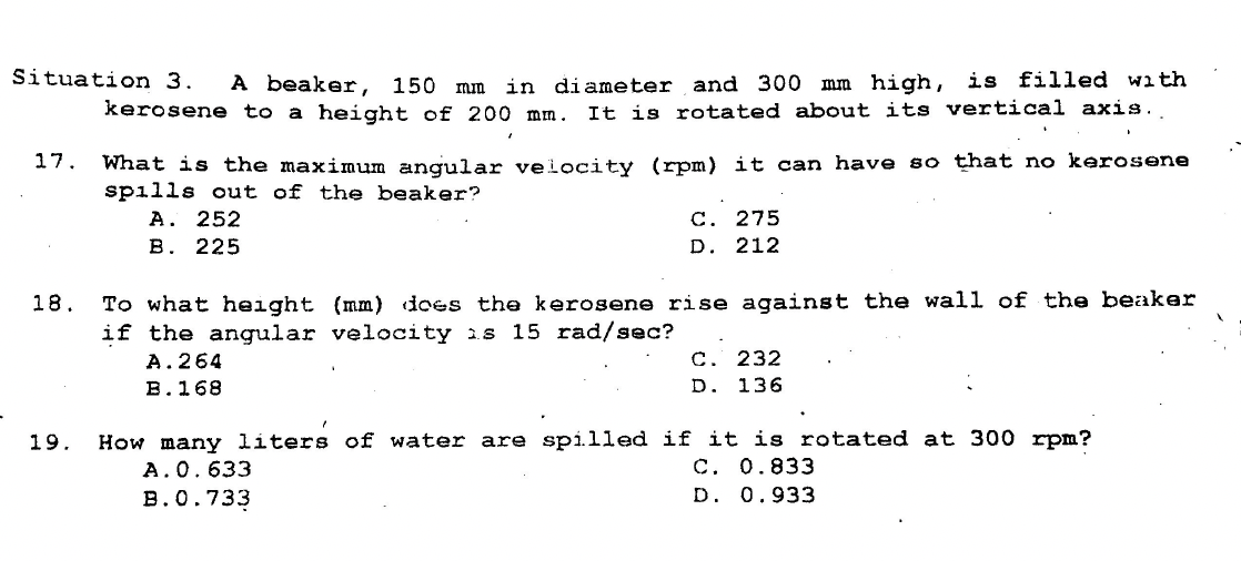 Solved Situation 3. A beaker, 150 mm in diameter and 300 mm | Chegg.com