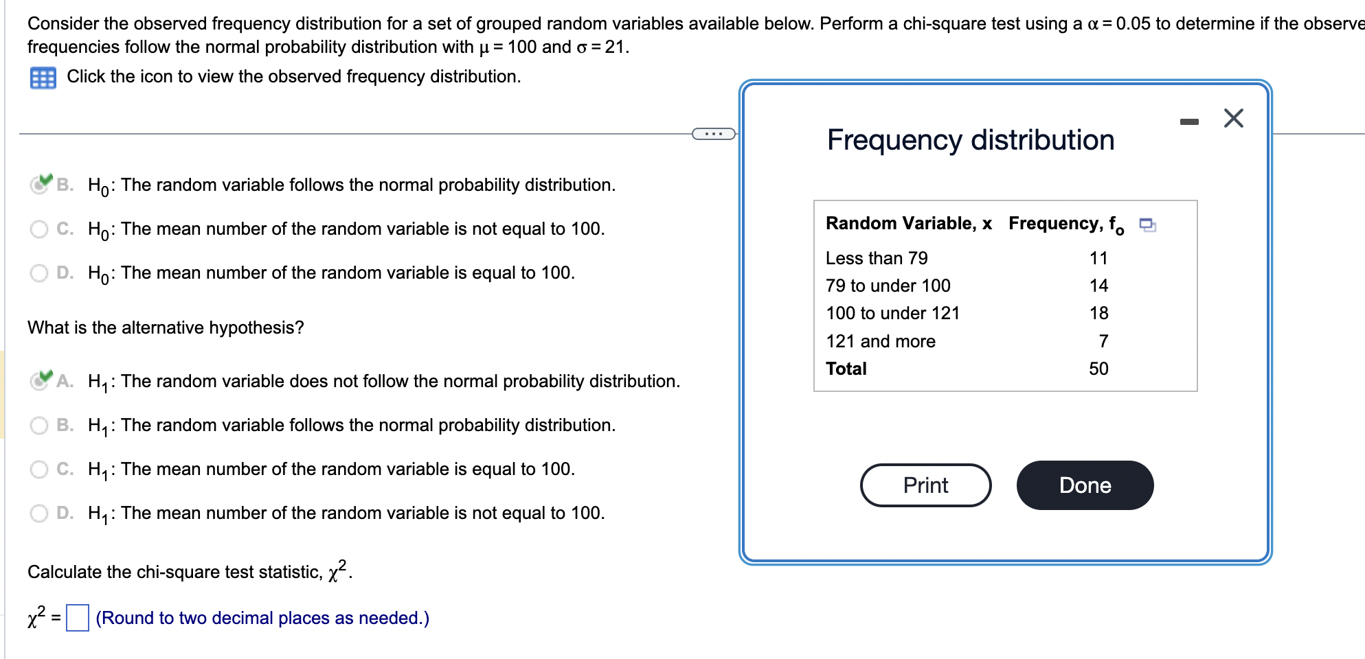 Solved Consider the observed frequency distribution for a | Chegg.com