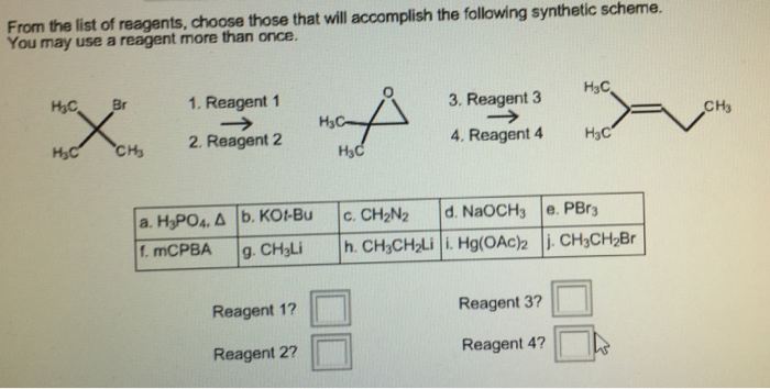 Solved From the list of reagents, choose those that will | Chegg.com