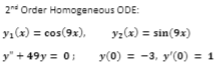 Solved 2nd Order Homogeneous ODE: | Chegg.com