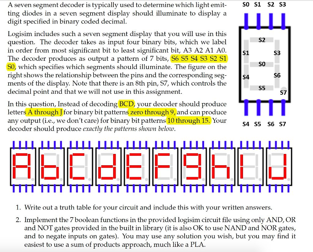 Solved A seven segment decoder is typically used to | Chegg.com