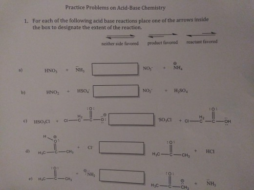 Solved Practice Problems on Acid-Base Chemistry For each of | Chegg.com