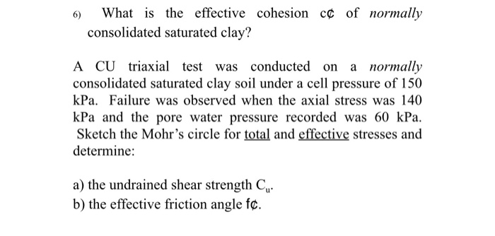 Solved What is the effective cohesion c cent of normally | Chegg.com
