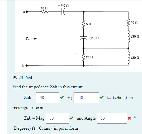 Solved P9.23_6ed Find the impedance Zab in this circuit. | Chegg.com