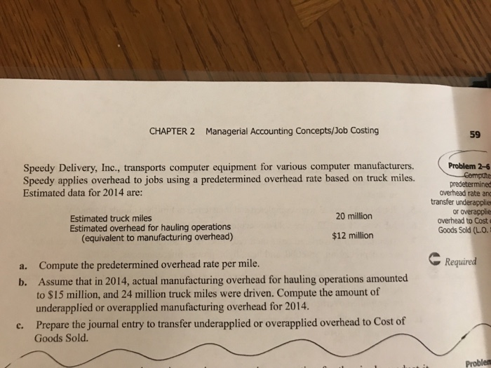 Solved CHAPTER 2 Managerial Accounting Concepts/Job Costing | Chegg.com