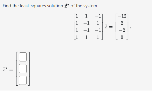 Solved Find the least-squares solution x∗ of the system | Chegg.com