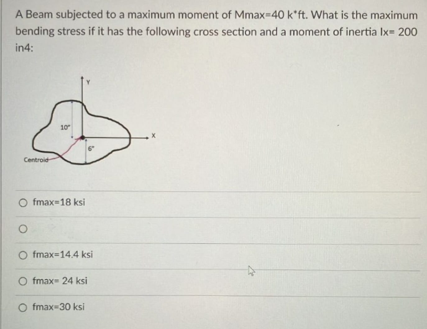 Solved A Beam subjected to a maximum moment of Mmax=40k∗ft. | Chegg.com