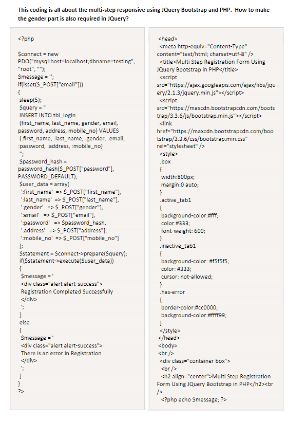 Solved This Coding Is All About The Multi Step Responsive Us