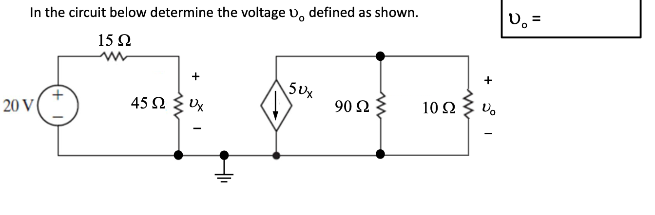 Solved In the circuit below determine the voltage v0 defined | Chegg.com