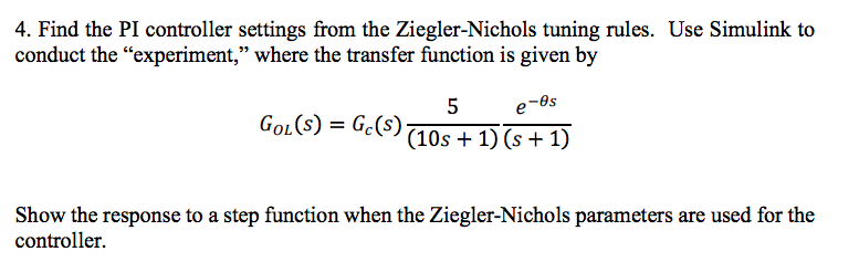 4. Find the PI controller settings from the | Chegg.com