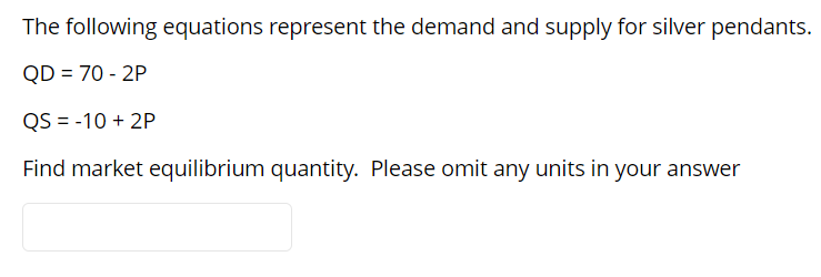Solved The following equations represent the demand and | Chegg.com