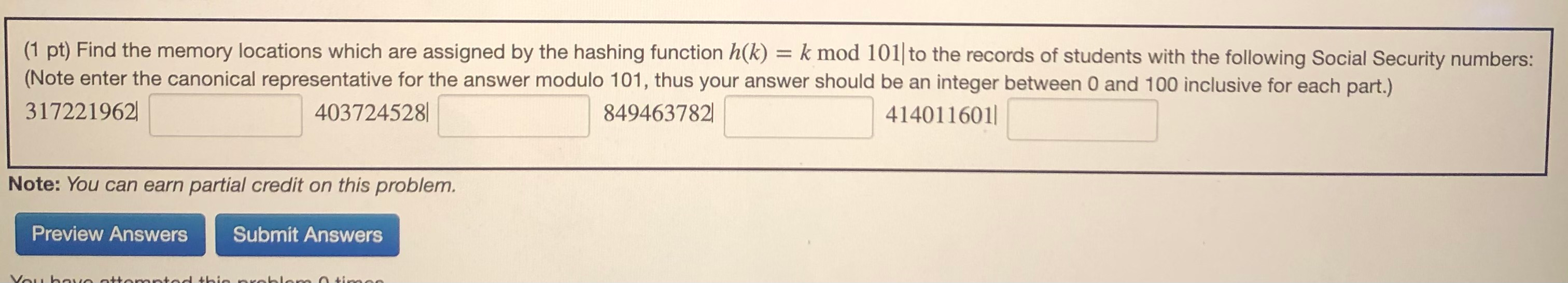 Solved (1 pt) Enter Tor F depending on whether the statement | Chegg.com