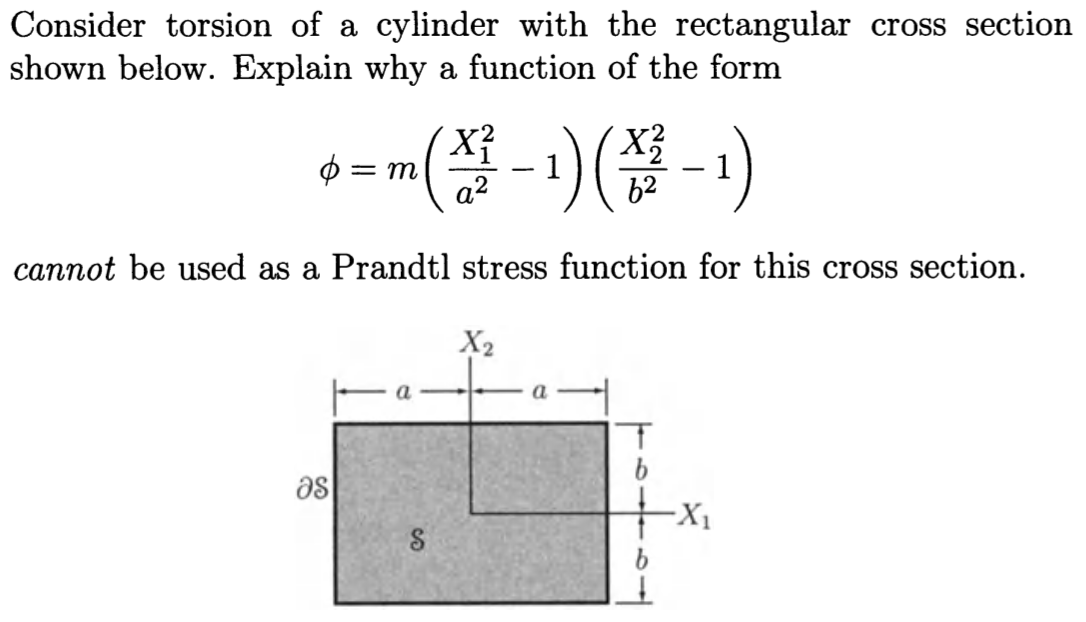 Solved Consider torsion of a cylinder with the rectangular | Chegg.com