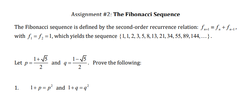 Solved Assignment #2: The Fibonacci Sequence + The Fibonacci | Chegg.com