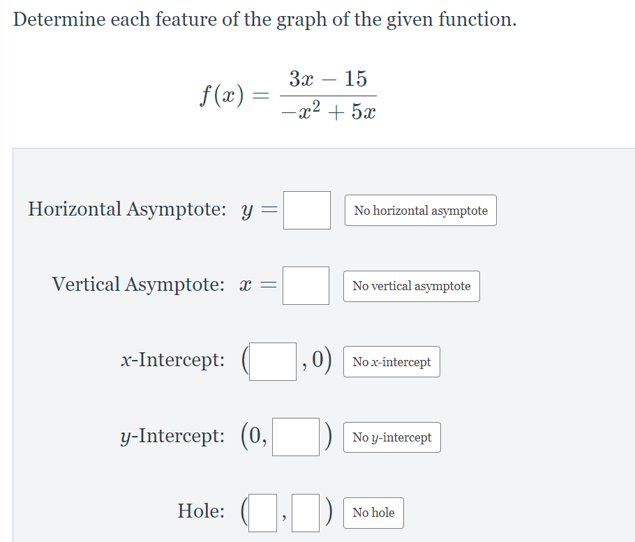 Solved Determine each feature of the graph of the given | Chegg.com