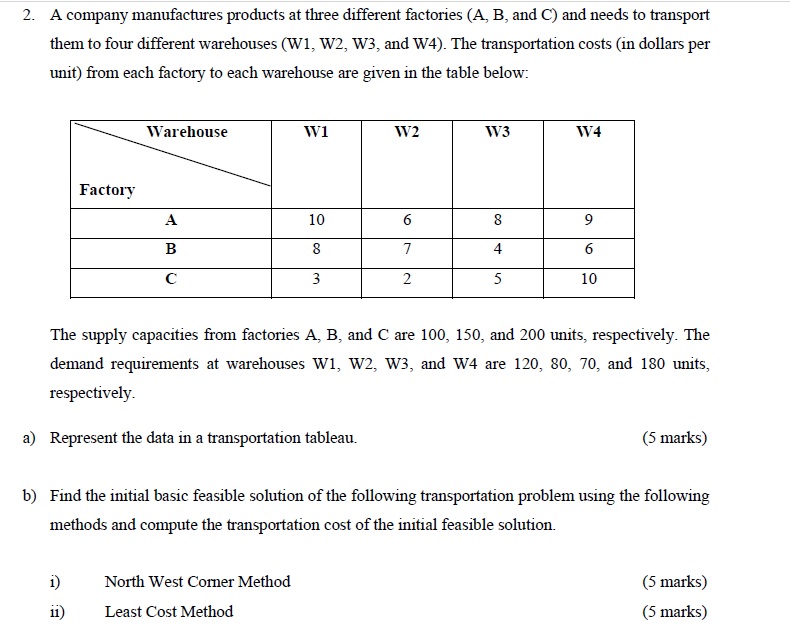Solved A company manufactures products at three different | Chegg.com