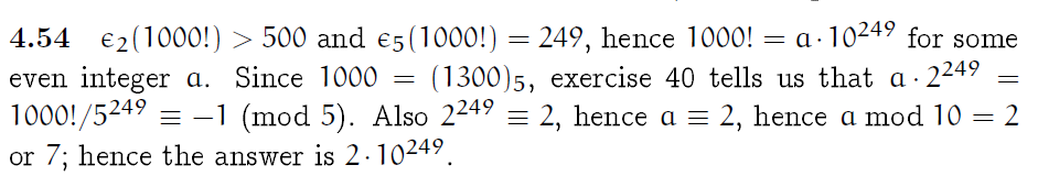 Determine the value of 1000! mod 10250 by hand | Chegg.com