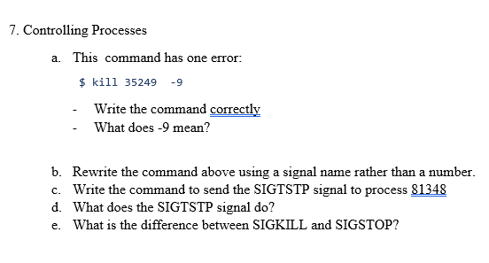 Solved Controlling Processes a. This command has one error: | Chegg.com