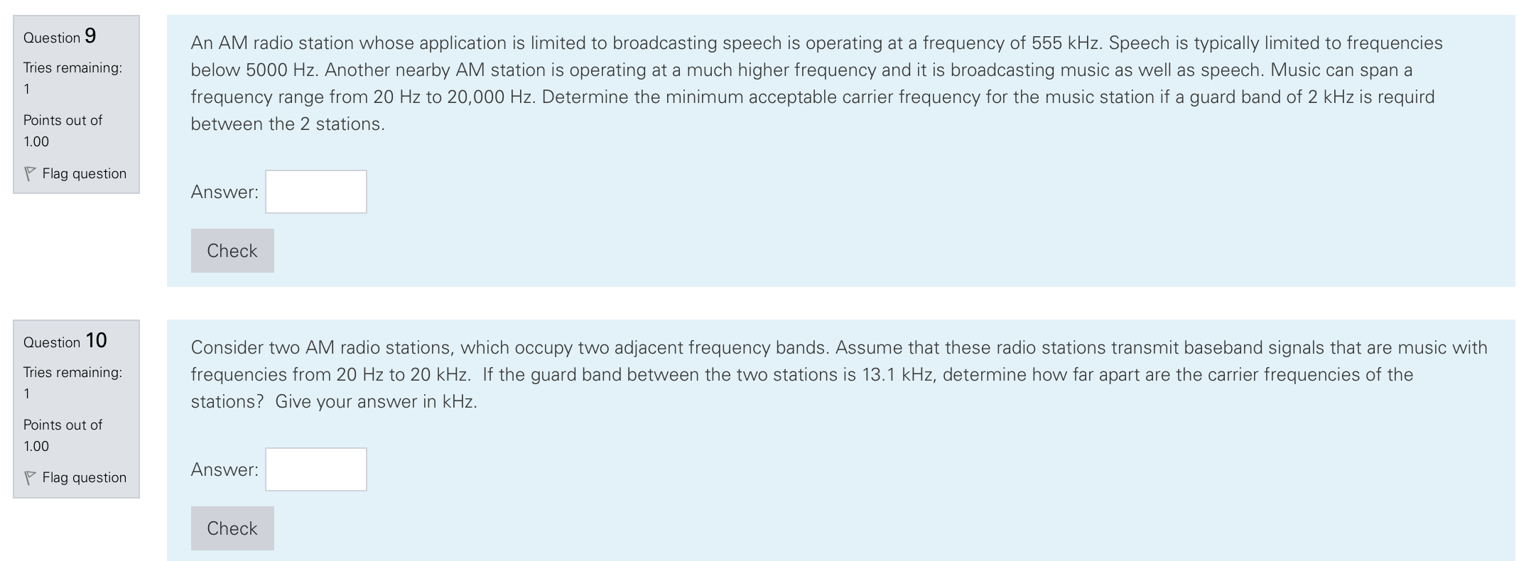 Question 9 Tries remaining: 1 An AM radio station | Chegg.com