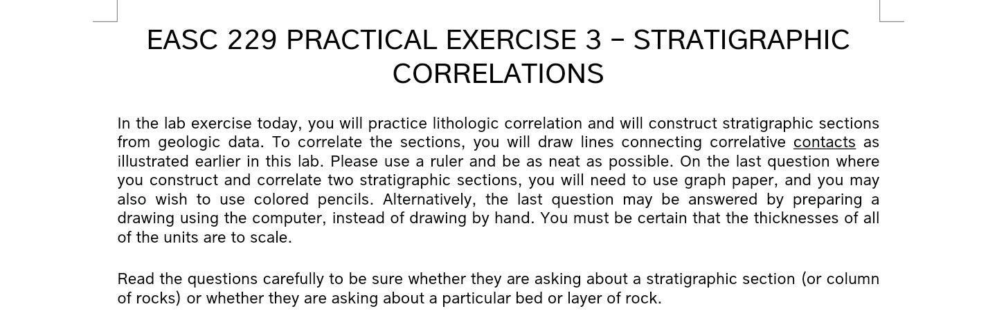 Solved EASC 229 PRACTICAL EXERCISE 3 - STRATIGRAPHIC | Chegg.com