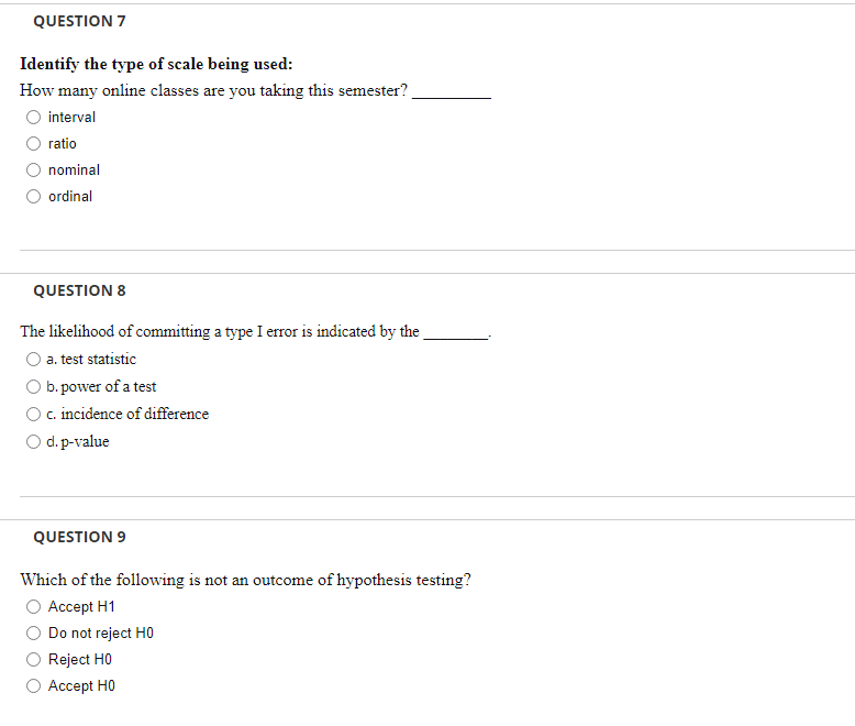 Solved QUESTION 7 Identify the type of scale being used: How | Chegg.com