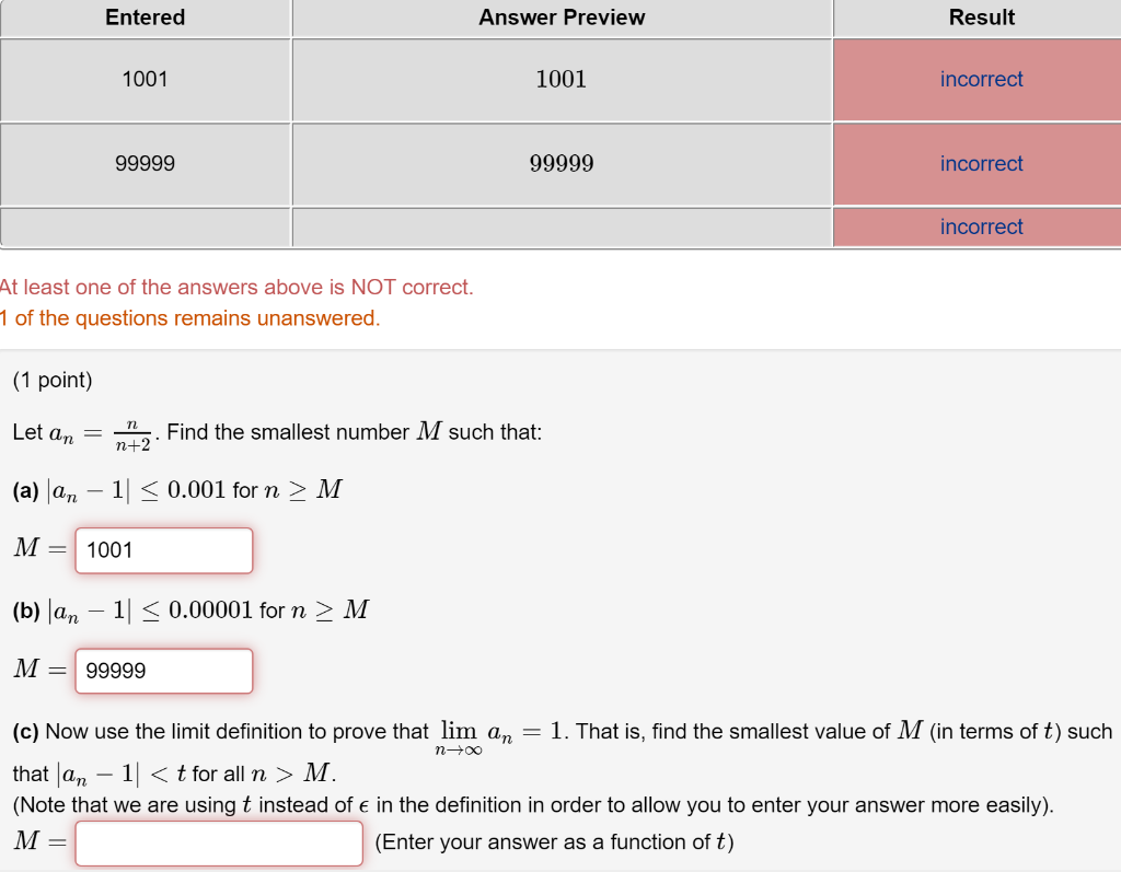 Solved Entered Answer Preview Result 1001 1001 incorrect | Chegg.com