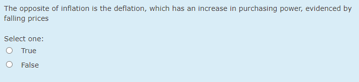 Solved The opposite of inflation is the deflation, which has | Chegg.com
