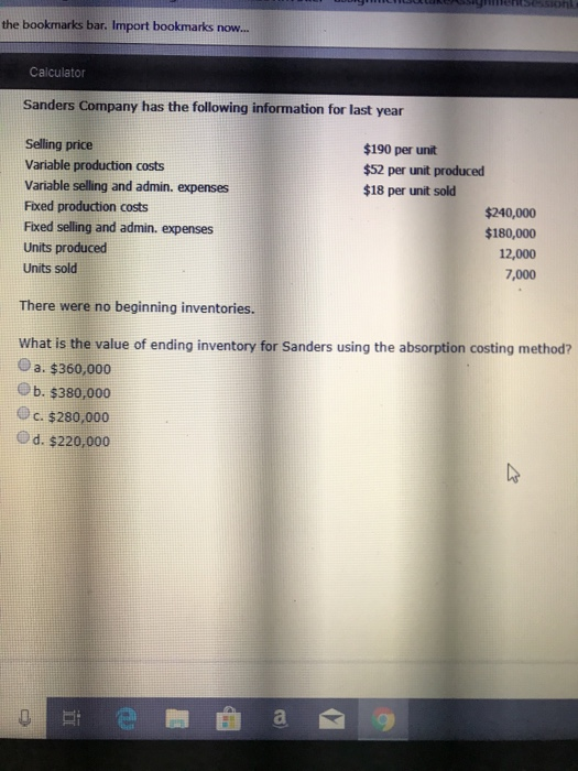 Solved the bookmarks bar. Import bookmarks now.. Calculator | Chegg.com