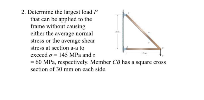Solved 2. Determine the largest load P that can be applied | Chegg.com