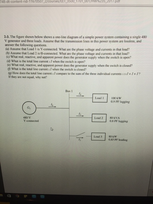 Solved The figure shown below shows a one-line diagram of a | Chegg.com