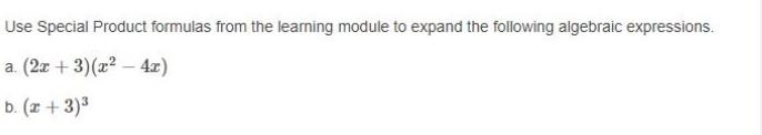 Solved Use Special Product formulas from the learning module | Chegg.com