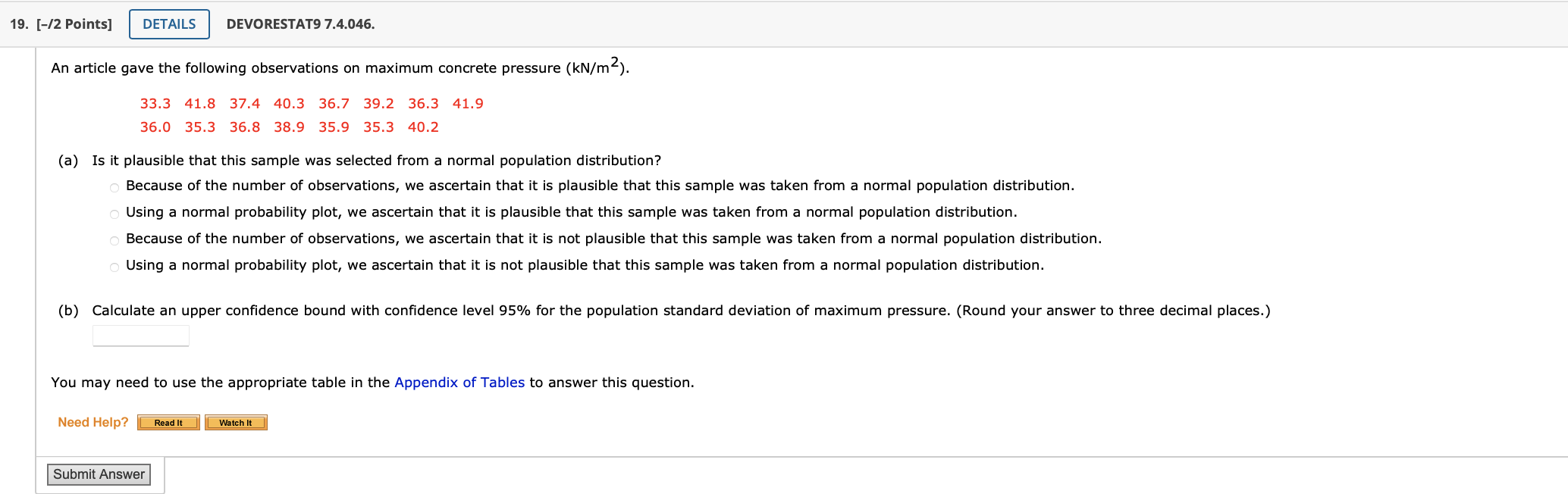 Solved An article gave the following observations on maximum | Chegg.com