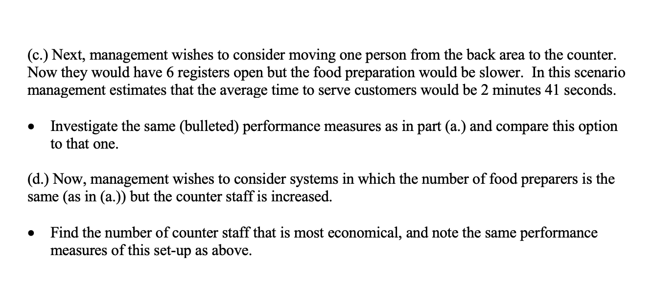 Solved Problem 1. Consider a fast-food restaurant that is | Chegg.com