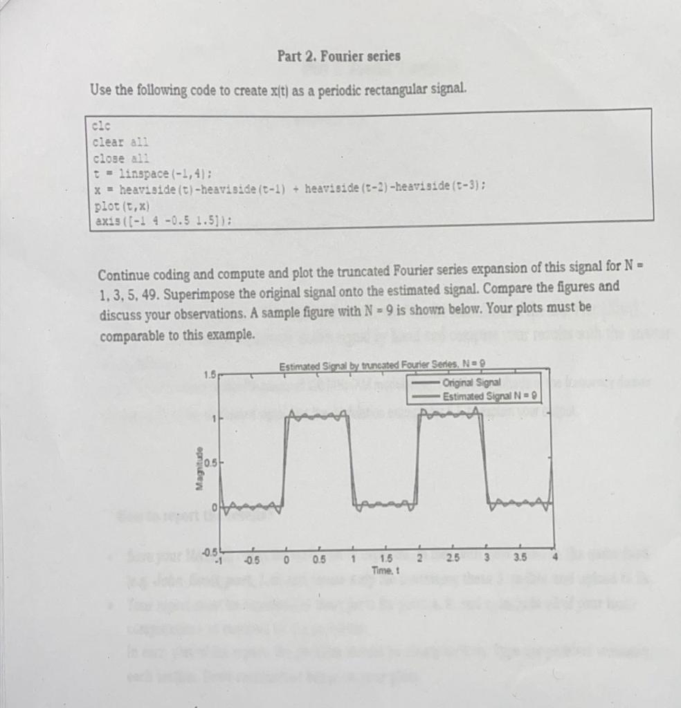 Solved Part 2. Fourier series Use the following code to | Chegg.com