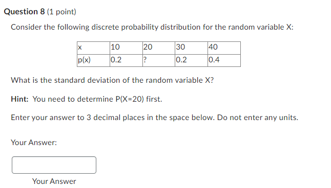 Solved Consider the following discrete probability | Chegg.com