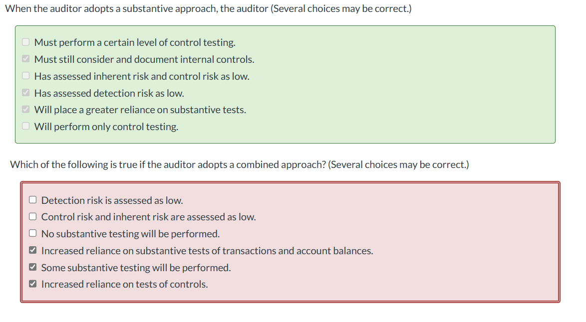 Solved When the auditor adopts a substantive approach, the | Chegg.com