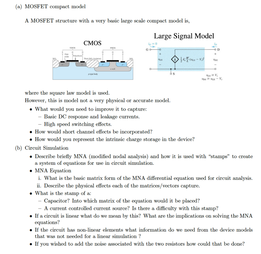 (a) MOSFET compact model A MOSFET structure with a | Chegg.com
