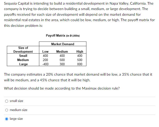 Solved What decision should be made according to the EMV | Chegg.com