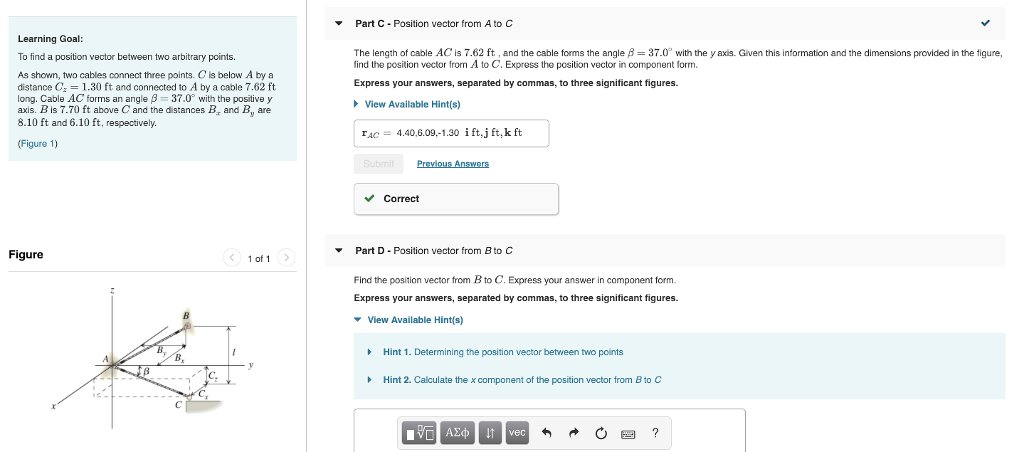 Solved Part A Position vector from Ato B Learning Goal To | Chegg.com