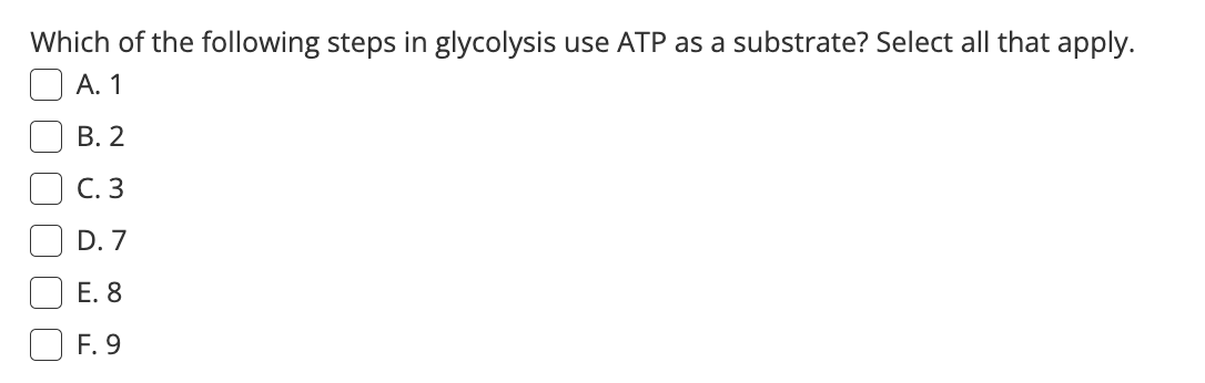 Solved Which of the following steps in glycolysis use ATP as | Chegg.com