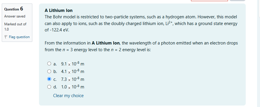 Solved A Lithium IonThe Bohr model is ﻿restricted to | Chegg.com