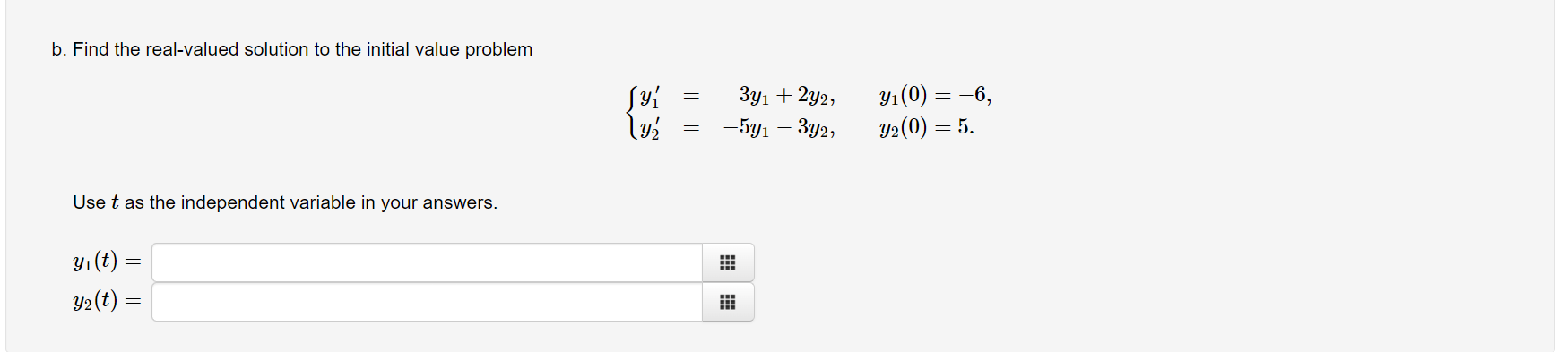 Solved b. Find the real-valued solution to the initial value | Chegg.com