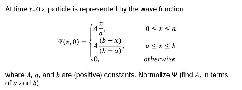 Solved At time t=0 a particle is represented by the wave | Chegg.com