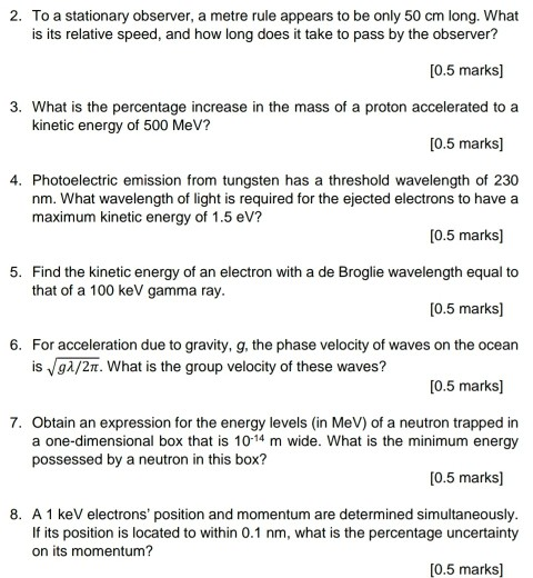 Solved 2. To a stationary observer, a metre rule appears to | Chegg.com