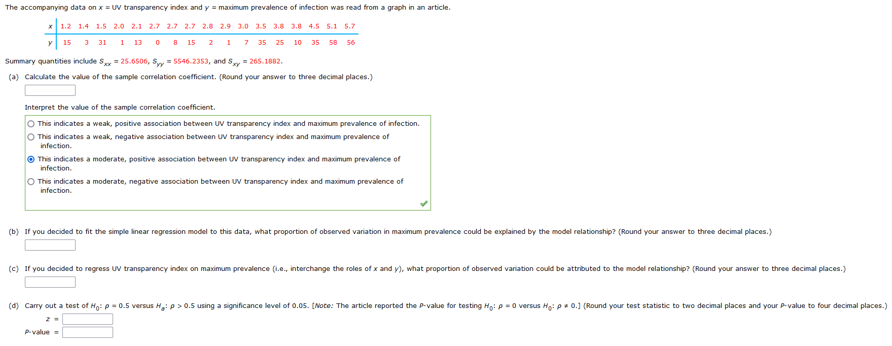 Solved (a) Calculate the value of the sample correlation | Chegg.com