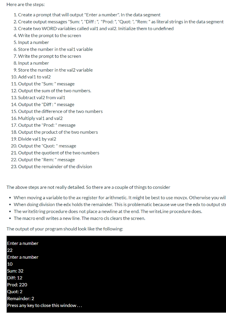 Solved Here are the steps: 1. Create a prompt that will | Chegg.com