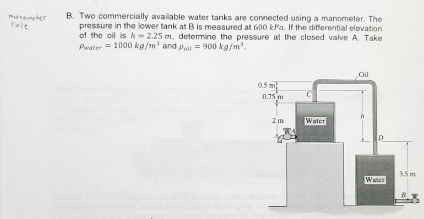 Solved manometer rule B. Two commercially available water | Chegg.com