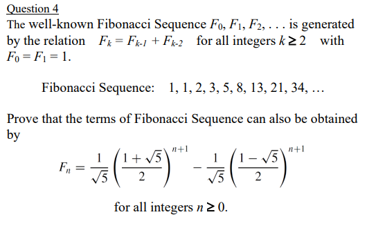 Solved The well-known Fibonacci Sequence F0, F1, F2, . . . | Chegg.com