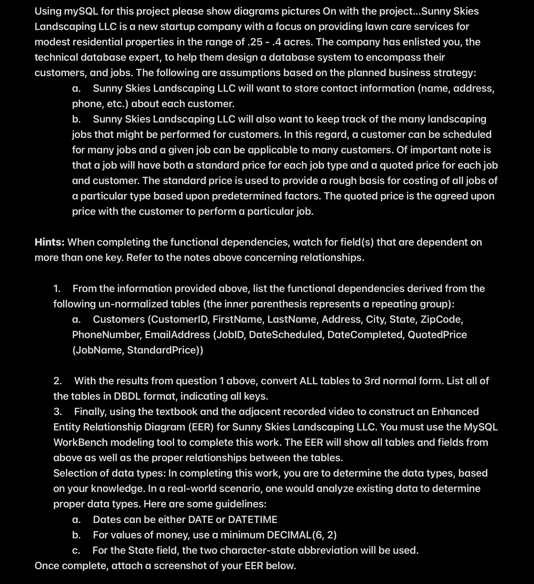 Solved Using mySQL for this project please show diagrams | Chegg.com